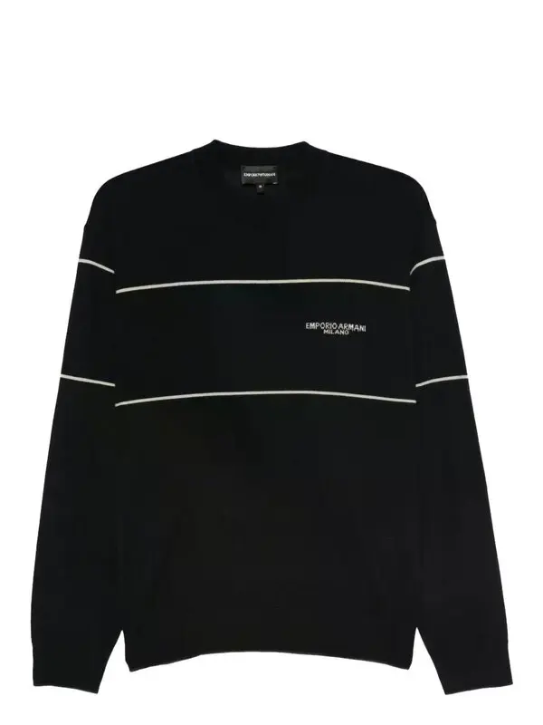 Emporio Armani Stripe-detail Wool Sweater - Black