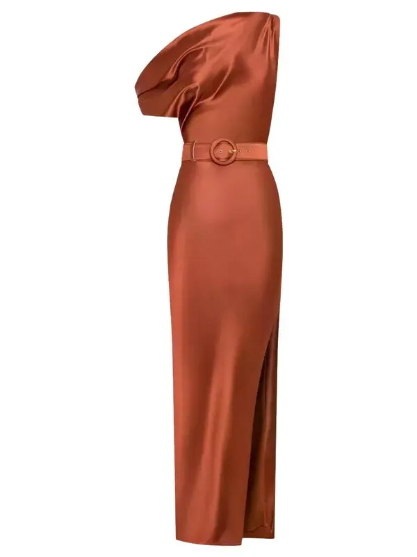 NICHOLAS One-shoulder Maxi Dress With Belted Waist - Orange