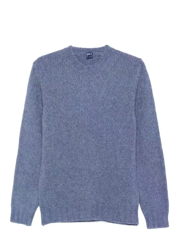 Fedeli Ribbed Crew-neck Sweater - Blue