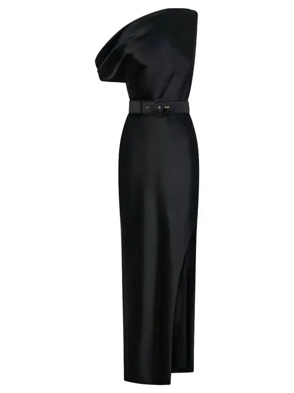 NICHOLAS Eartha One-shoulder Belted Maxi Dress - Black