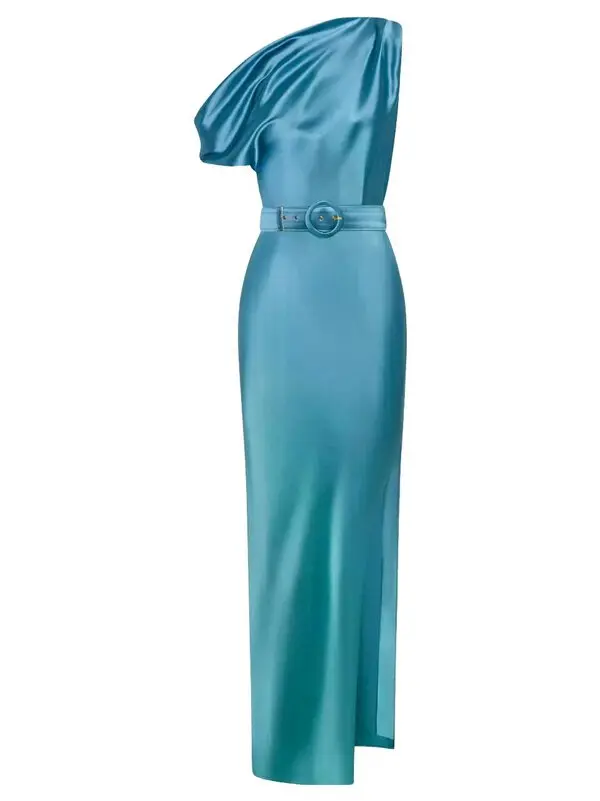 NICHOLAS Eartha One-shoulder Belted Midi Dress - Blue