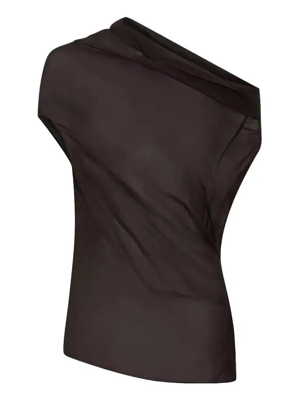 NICHOLAS Ryanne Asymmetrical Draped Top - Brown