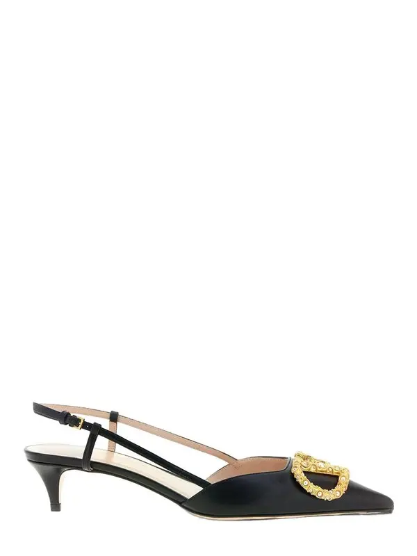 Valentino Garavani 40mm Embellished Slingback Heeled Pumps - Black