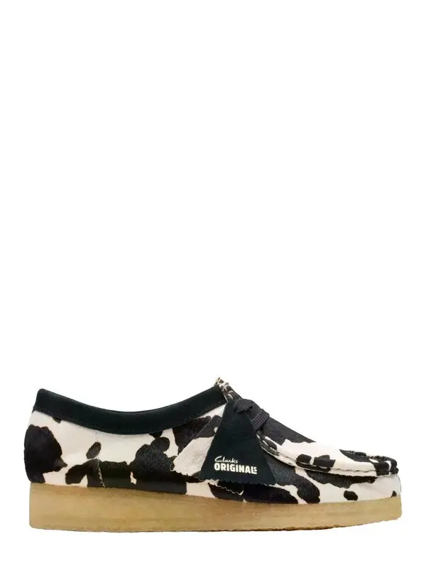 Clarks Wallabee Cow Print Hairon Sandals - Black