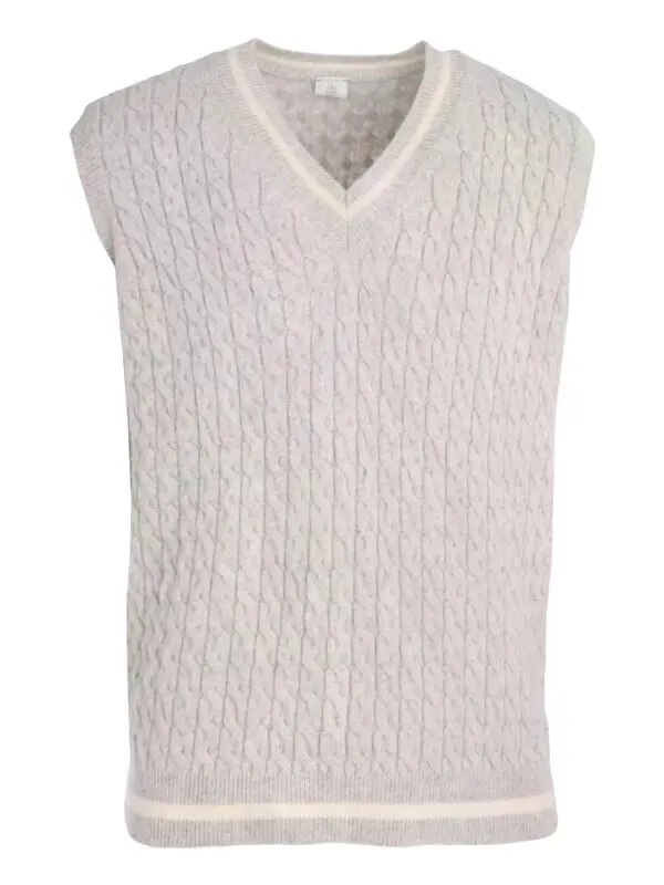 Eleventy Cable-knit V-neck Sleeveless Sweater - Grey