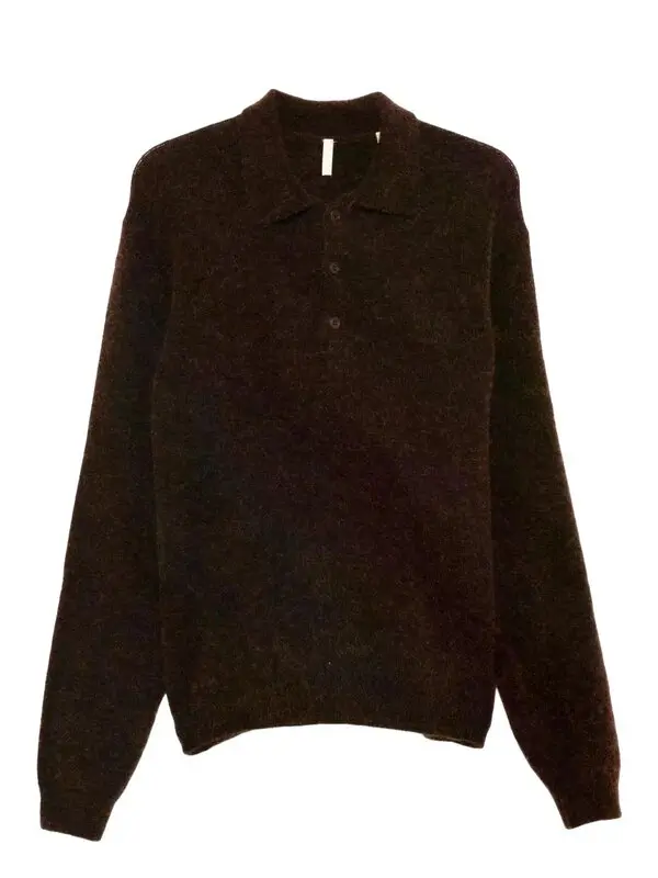 SUNFLOWER Polo-neck Buttoned Sweater - Brown