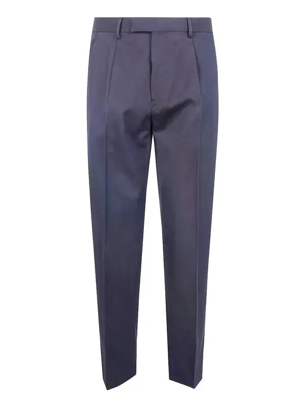 Zegna Pleated Cotton Trousers - Blue