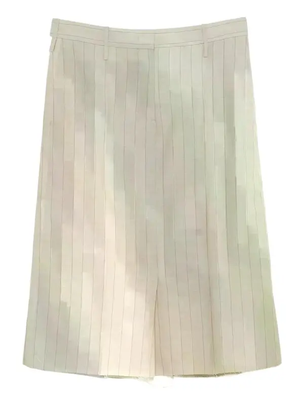JIL SANDER Pinstripe Frayed Hem Skirt - Green