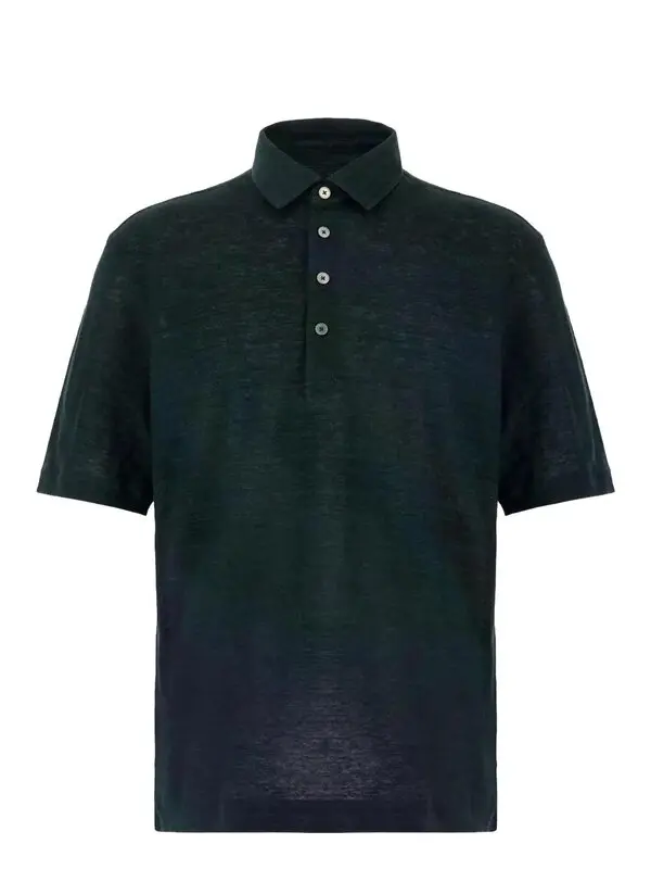 Zegna Linen Buttoned Polo Shirt - Green