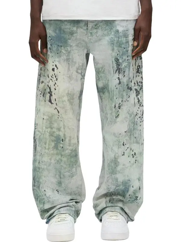 PURPLE BRAND P018 Worn Camouflage-print Jeans - Blue