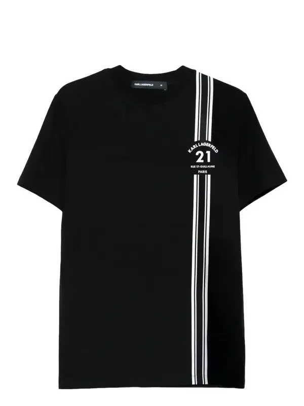 Karl Lagerfeld Stripe-detail Cotton T-shirt - Black