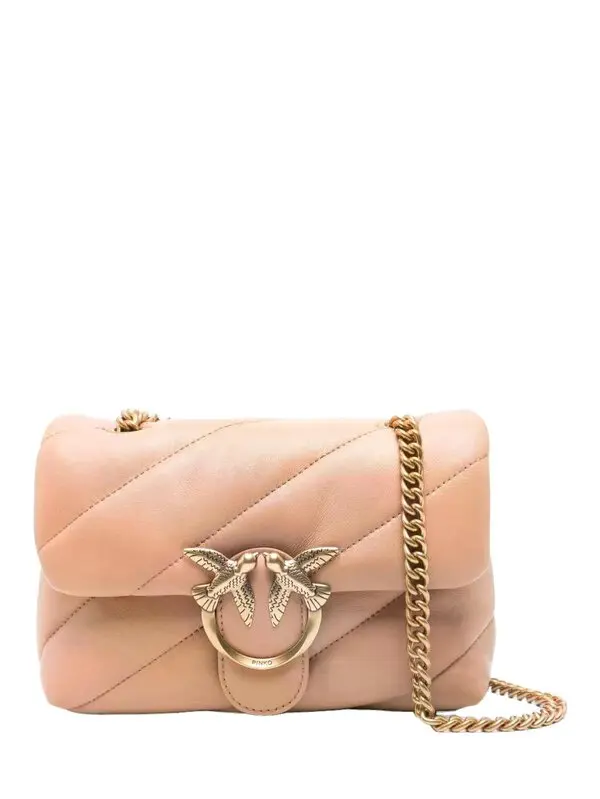 Pinko Quilted Logo-plaque Shoulder Bag - Pink