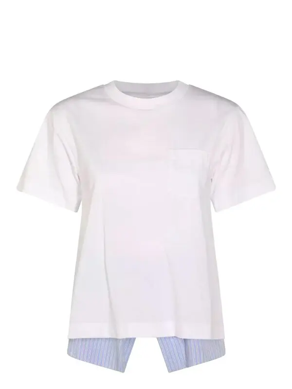 Sacai Stripe-detail T-shirt - 134 White/blue Stripe