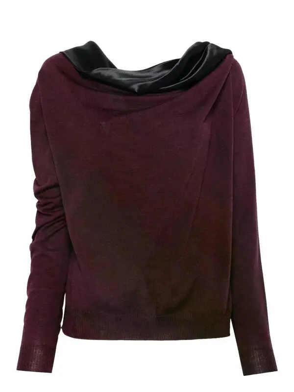 Alberta Ferretti Satin-panel Wool Sweater - Red
