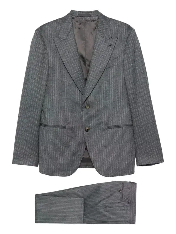 Caruso Pinstripe Wool Suit - Grey