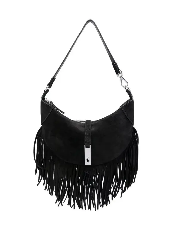 Polo Ralph Lauren Fringed Suede Shoulder Bag - Black