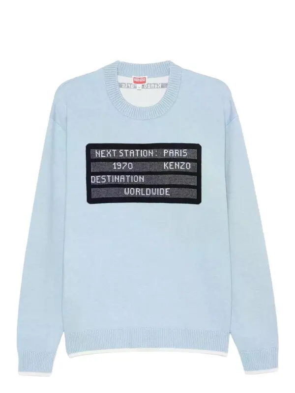 Kenzo Wool-blend Crew Neck Sweater - Blue