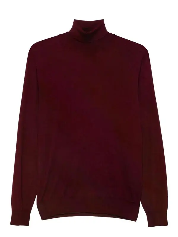 Fedeli Long-sleeve Roll-neck Top - Red