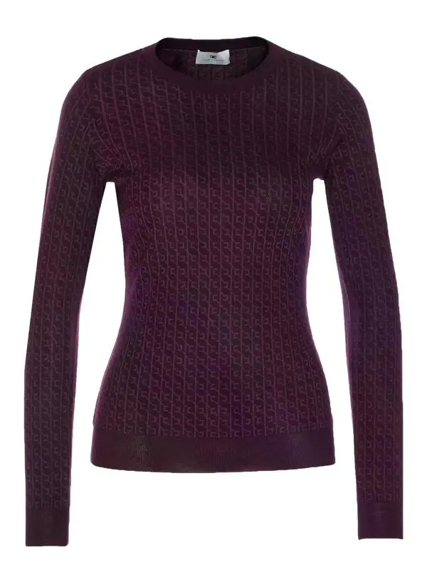 Elisabetta Franchi Patterned Jacquard Long-sleeve Top - Purple
