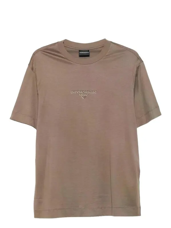 Emporio Armani Logo-embroidered T-shirt - Brown