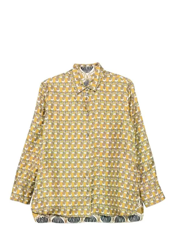 Max Mara Printed Silk Button-down Shirt - Yellow