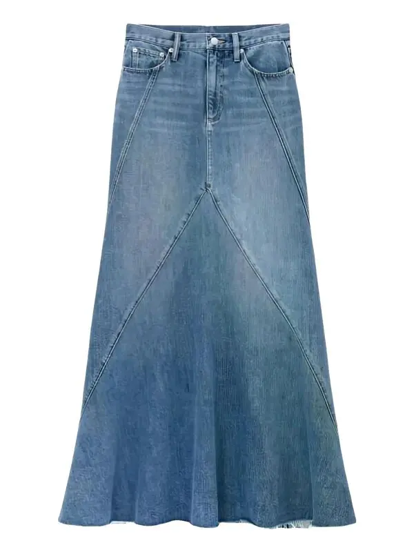 HEY JOANIE Panelled Denim Maxi Skirt - Blue