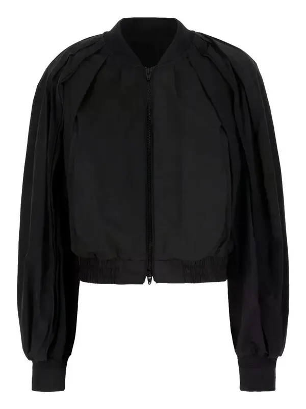 JUUN.J Pleated Balloon-sleeve Bomber Jacket - Black
