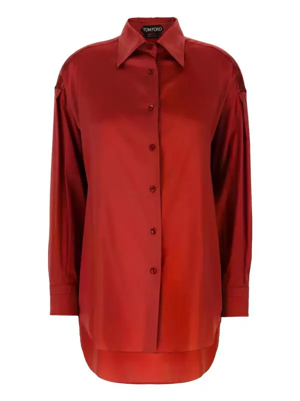 TOM FORD Long-sleeve Silk Shirt - Red