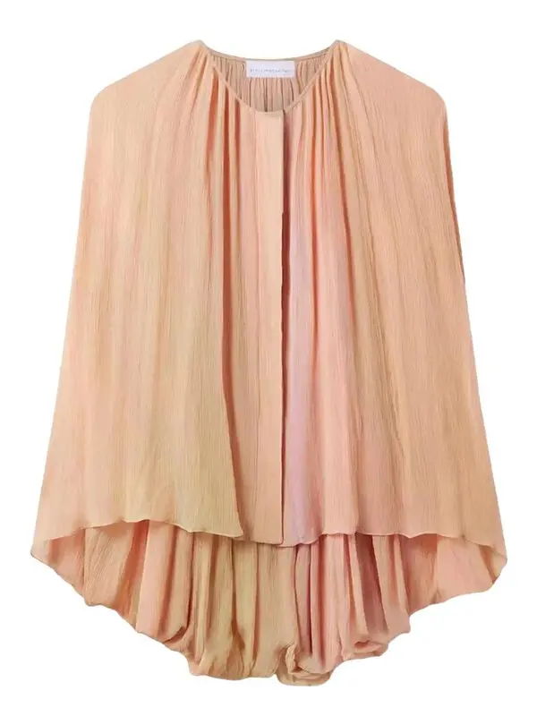 Stella McCartney Pleated Cape-sleeve Top - Neutrals