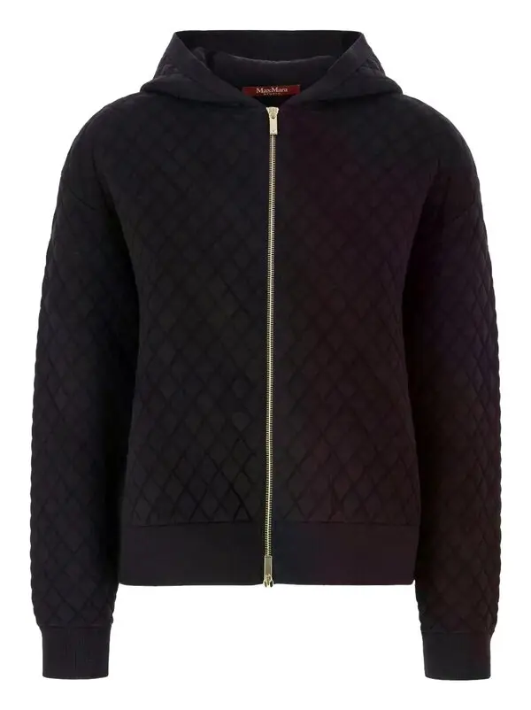 Max Mara Quilted Hooded Coat - Blue