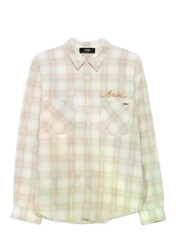 Amiri Checked Frayed Shirt - Neutrals