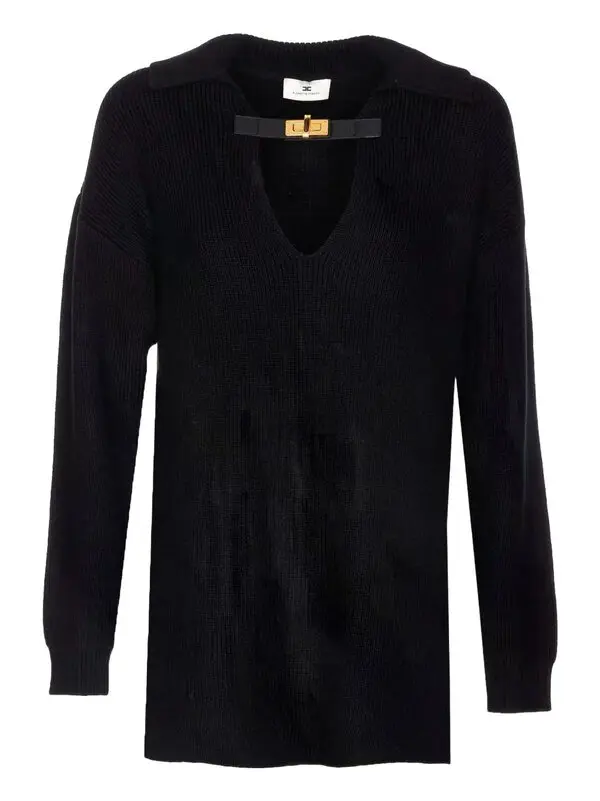 Elisabetta Franchi V-neck Wool-blend Sweater - Black