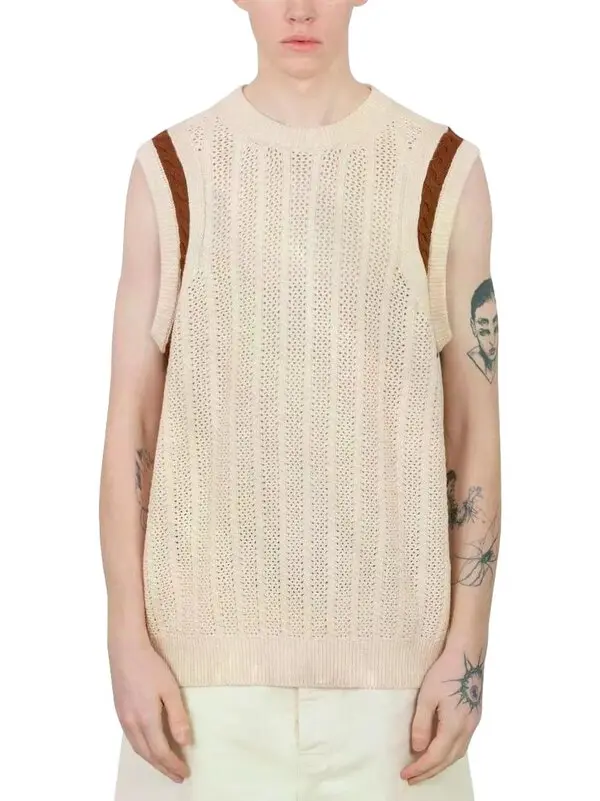 Drole De Monsieur Open-knit Vest - Neutrals