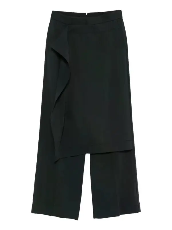 Ami Ruffled-overlay Straight Trousers - Black