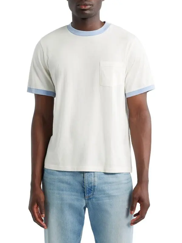 ELWOOD Pocket Ringer T-shirt - White/blue