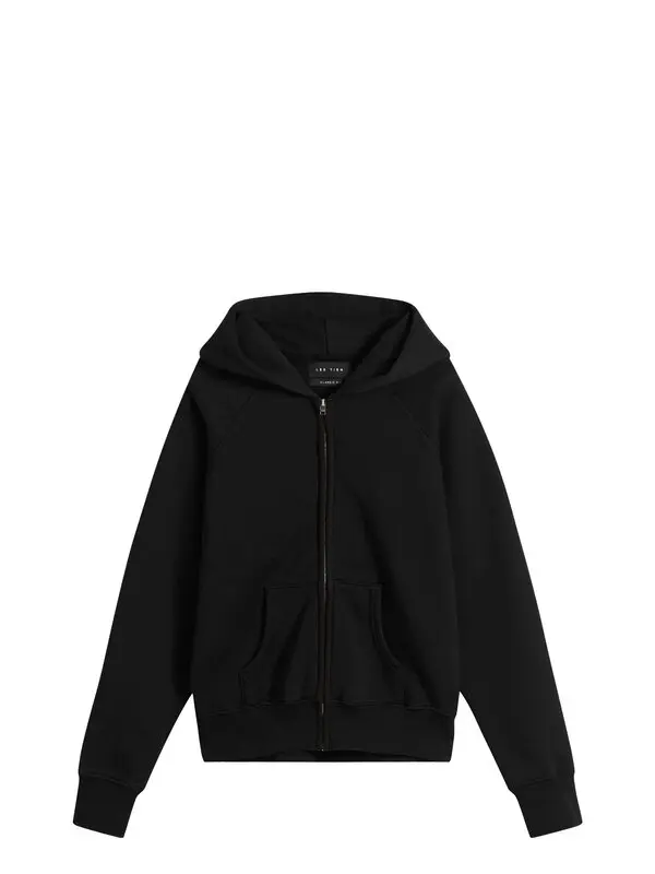 LES TIEN Heavyweight Raglan Zip Hoodie - Jet Black