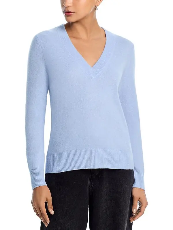 Aqua Cashmere V-neck Sweater - Chambray