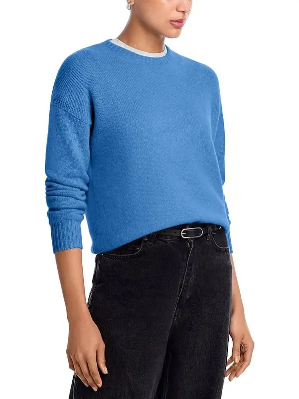 Aqua Crewneck 100% Cashmere Sweater - Blue Jay