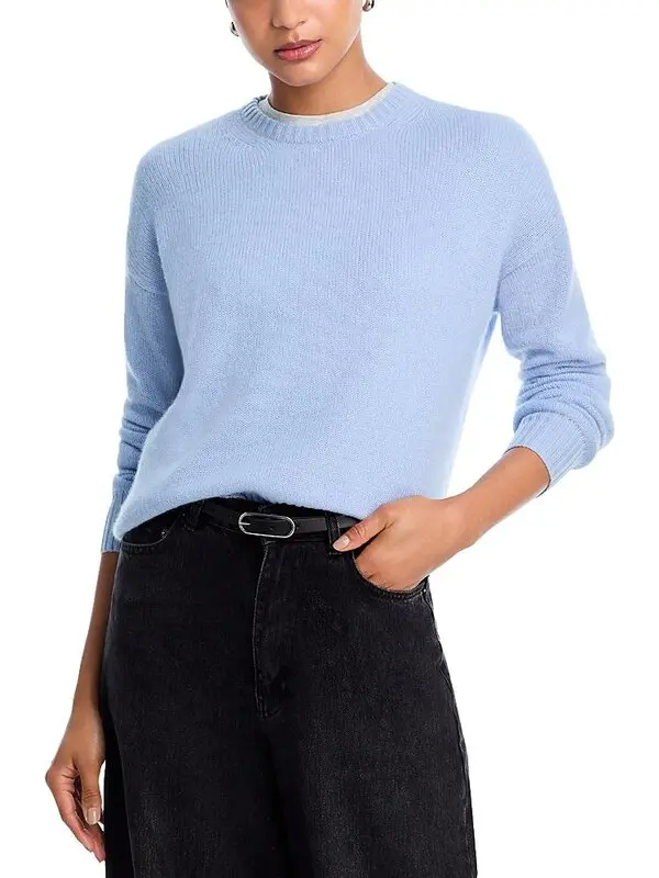 Aqua Crewneck 100% Cashmere Sweater - Chambray