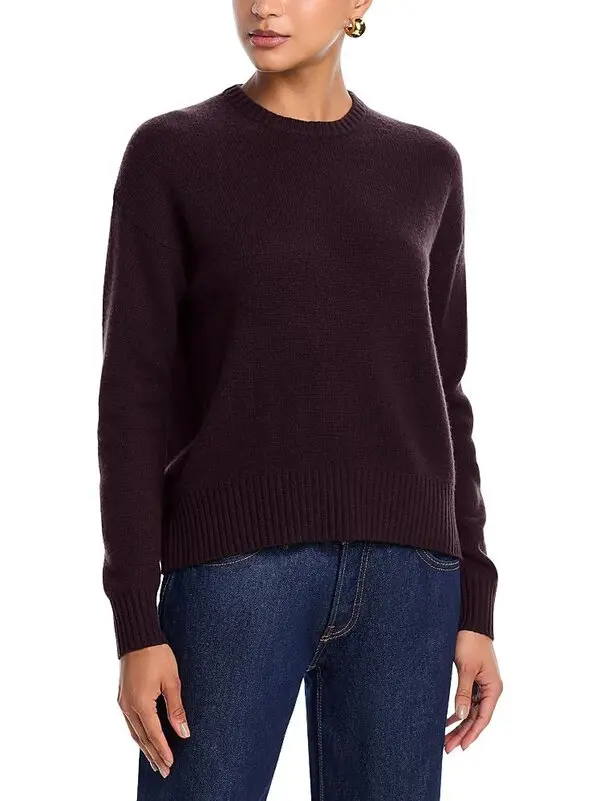 Aqua Crewneck 100% Cashmere Sweater - Dark Brown