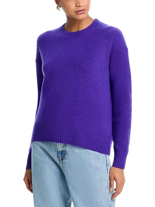 Aqua Crewneck 100% Cashmere Sweater - Dark Violet