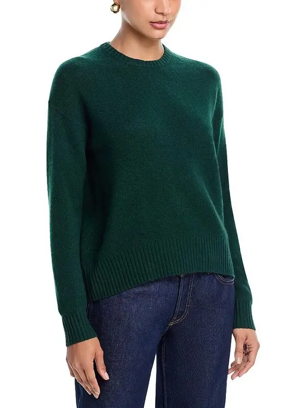 Aqua Crewneck 100% Cashmere Sweater - Deep Pine