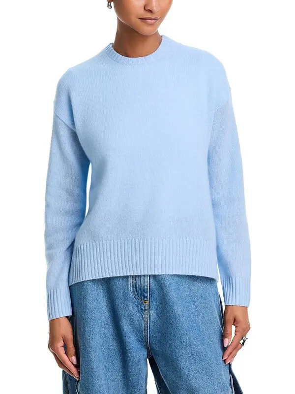 Aqua Crewneck 100% Cashmere Sweater - Frost Blue