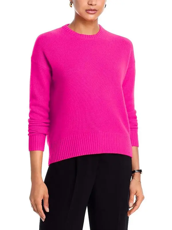 Aqua Crewneck 100% Cashmere Sweater - Knockout Pink