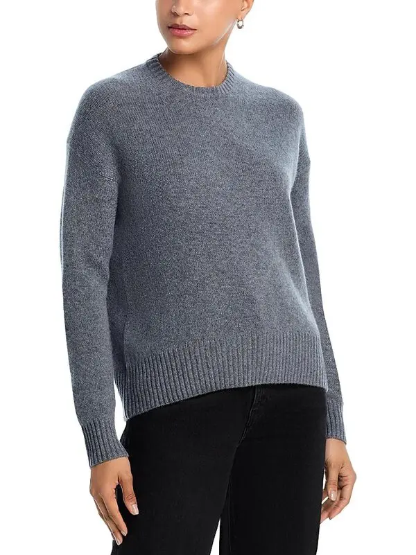 Aqua Crewneck 100% Cashmere Sweater - Medium Gray