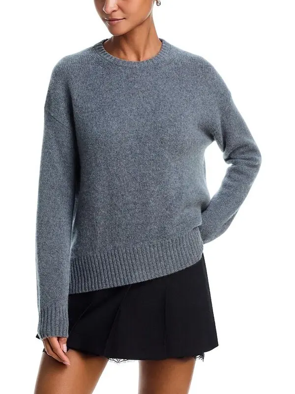 Aqua Crewneck 100% Cashmere Sweater - Medium Gray