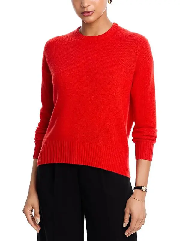 Aqua Crewneck 100% Cashmere Sweater - Paprika