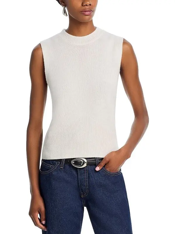 Aqua Cashmere Crewneck Sweater Vest - Ivory