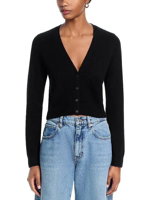 Aqua 100% Cashmere V-neck Cardigan - Black