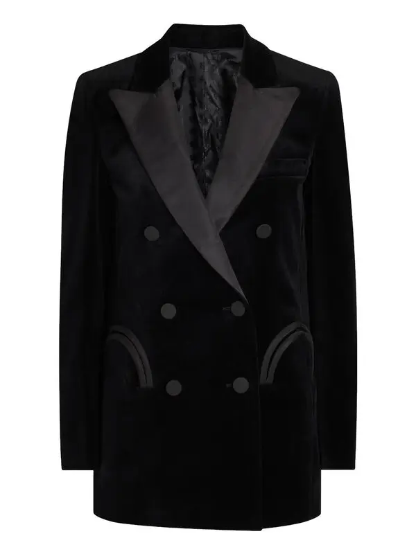 BLAZÉ MILANO Everyday Double-breasted Velvet Blazer - Black